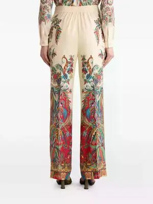 Etro Paisley Print Silk High-waisted Trousers