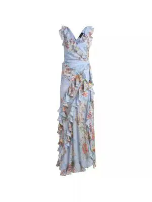 Etro Ruffled Floral-print Maxi Dress - Blue