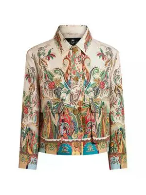 Etro Paisley-print Cropped Jacket - Neutrals