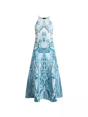 Etro Jacquard Paisley Knit Halter Neck Dress