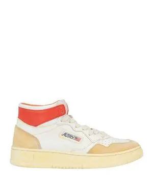 AUTRY AUTRY High-Top Sneakers In Ivory Goat Skin Orange