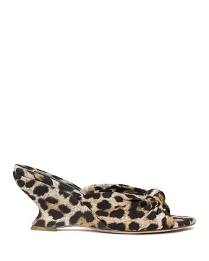 LOEFFLER RANDALL Wedge Slide Sandals - Leopard