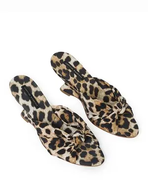 LOEFFLER RANDALL Wedge Slide Sandals - Leopard