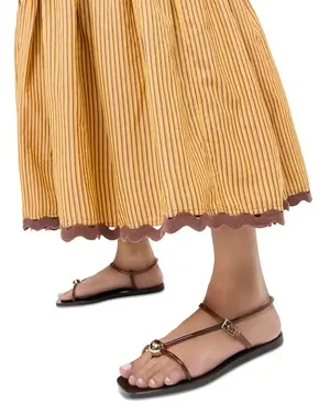 LOEFFLER RANDALL Dana Flat Sandals With Gold Tone Ball Detail - Brown