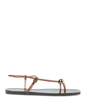 LOEFFLER RANDALL Dana Flat Sandals With Gold Tone Ball Detail - Brown