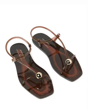 LOEFFLER RANDALL Dana Flat Sandals With Gold Tone Ball Detail - Brown