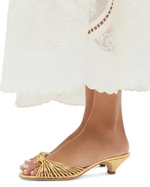 LOEFFLER RANDALL Metallic Knot Detail Slide Sandals - Gold