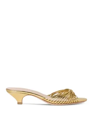 LOEFFLER RANDALL Metallic Knot Detail Slide Sandals - Gold