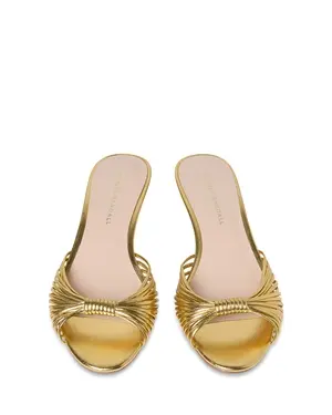LOEFFLER RANDALL Metallic Knot Detail Slide Sandals - Gold