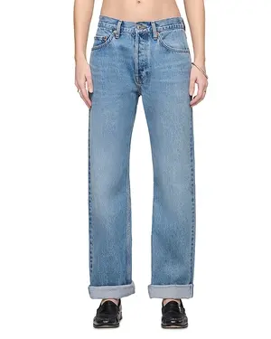 RE/DONE Beau Mid Rise Cuffed Straight Jeans
