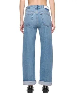 RE/DONE Beau Mid Rise Cuffed Straight Jeans