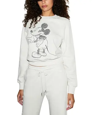RE/DONE Mickey Stud Classic Crewneck Sweatshirt - Vintage White