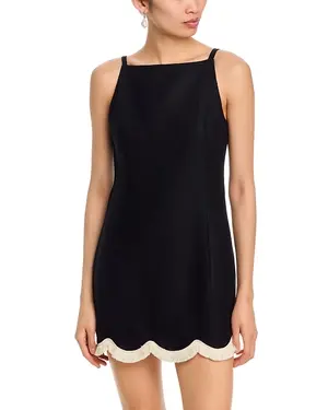 WAYF Encore Mini Dress With Scalloped Hem