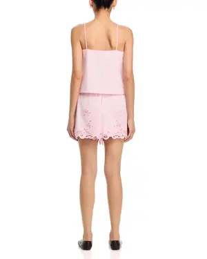 WAYF Embroidered Linen Shorts - Light Pink