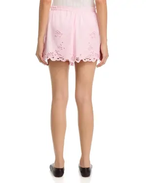 WAYF Embroidered Linen Shorts - Light Pink