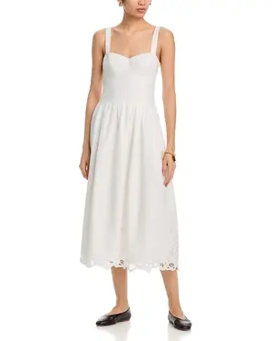 WAYF Somerset Midi Dress With Scalloped Hem