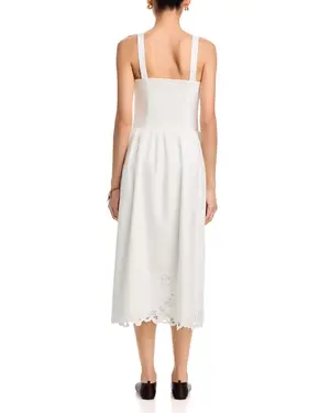 WAYF Somerset Midi Dress With Scalloped Hem