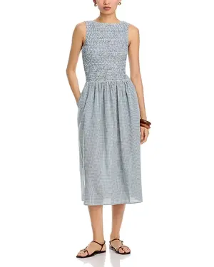 WAYF Carmella Smocked Midi Dress