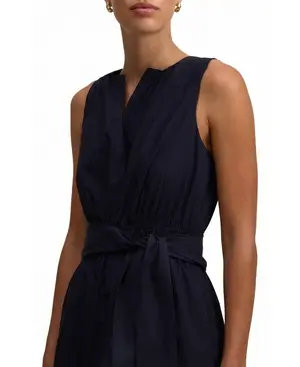 EVER NEW Evie Sleeveless Embroidered Tie Midi Dress