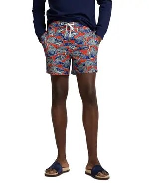 Onia Charles 5" Printed Swim Trunks - Orange Multi