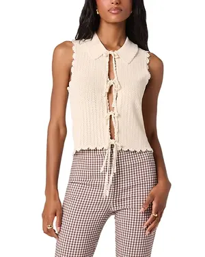 Astr The Label Blair Tie Front Sweater Top