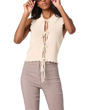 Astr The Label Blair Tie Front Sweater Top