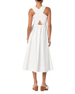 Astr The Label Shirred Square Neck Midi Dress