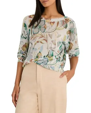 NIC+ZOE Luxe Sweater Floral Print Fine Knit