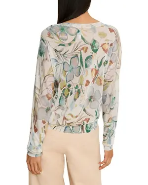 NIC+ZOE Luxe Sweater Floral Print Fine Knit