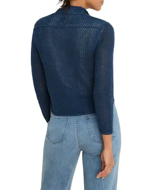 NIC+ZOE Mesh Cocoon Cardigan Sweater - Rich Indigo