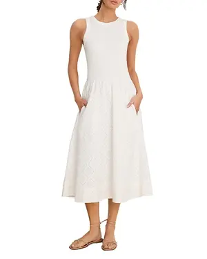 NIC+ZOE Diamond Eyelet Sophia Dress - Paper White