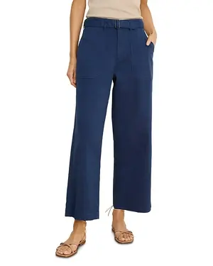 NIC+ZOE Belted Wide Leg Ankle Pants - Rich Indigo