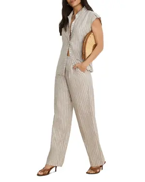 NIC+ZOE Lenox Wide Leg Striped Linen Blend Pants