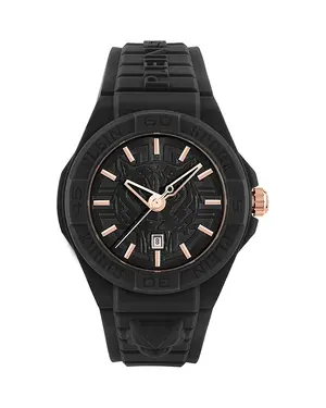 PLEIN SPORT Fearless Silicone Watch, 46mm - Black
