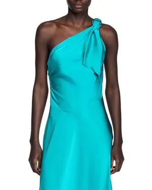 Sandro Satin Effect Maxi Dress With Bow