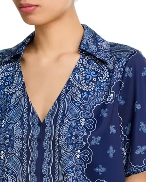 Aqua Bandana Print Short Sleeve Top