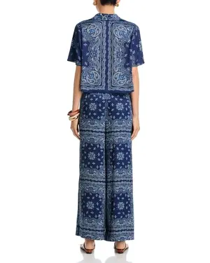 Aqua Bandana Print Short Sleeve Top