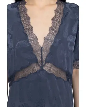 Zadig&Voltaire Redoxa Silk Paisley Jacquard Dress With Lace Trim