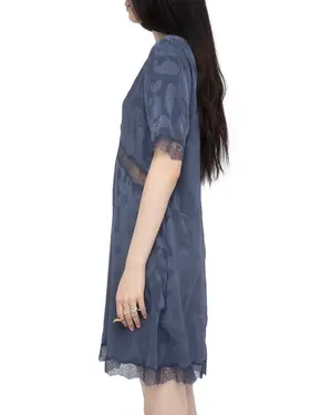 Zadig&Voltaire Redoxa Silk Paisley Jacquard Dress With Lace Trim