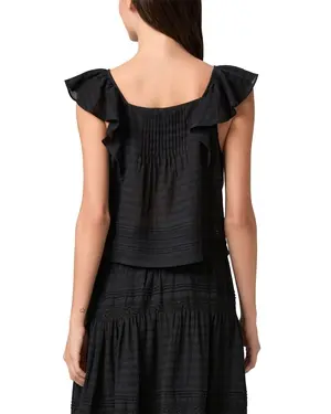Paige Oaks Pintuck Top - Black