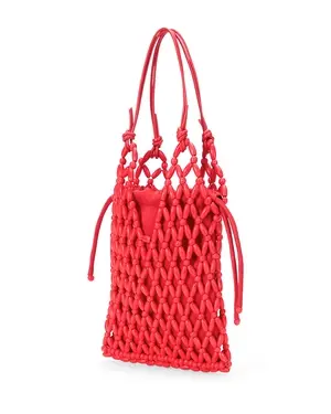 Staud Kelly Beaded Bucket Bag - Red Rose