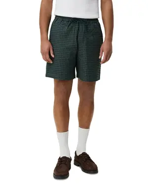 LES DEUX Seersucker Check Drawstring Shorts
