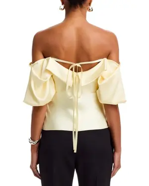 Alexander McQueen Off-the-shoulder Satin Top With Button Detail