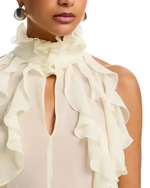 Alexander McQueen Silk Georgette Ruffle Top