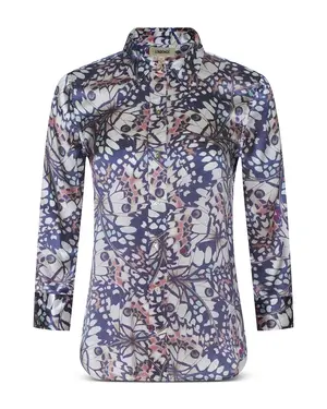 L'Agence Dani Butterfly Print Silk Blouse - Multi Small Butterfly