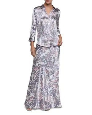 L'Agence Ryker Bias Silk Skirt - Multi Butterfly Wing