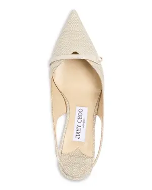 JIMMY CHOO Amita 45 Raffia Slingback Pumps - Natural