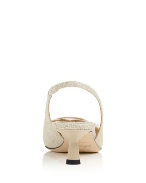 JIMMY CHOO Amita 45 Raffia Slingback Pumps - Natural