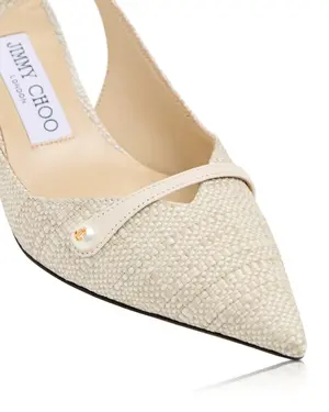 JIMMY CHOO Amita 45 Raffia Slingback Pumps - Natural