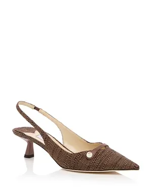 JIMMY CHOO Jimmy Choo Amita 45 Raffia Slingback Pumps Tan